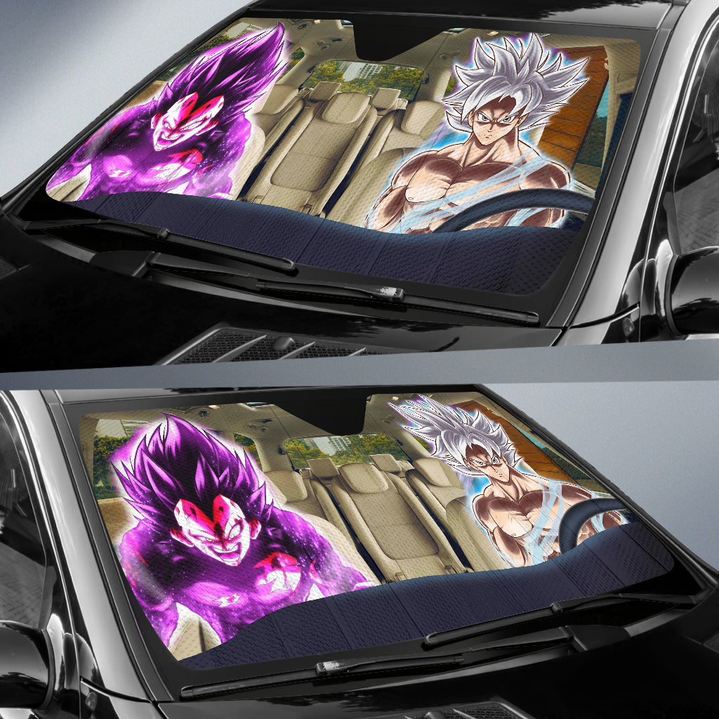 Goku Ultra Instinct and Vegeta Ultra Ego Car Sunshades for Auto - AnimeBape