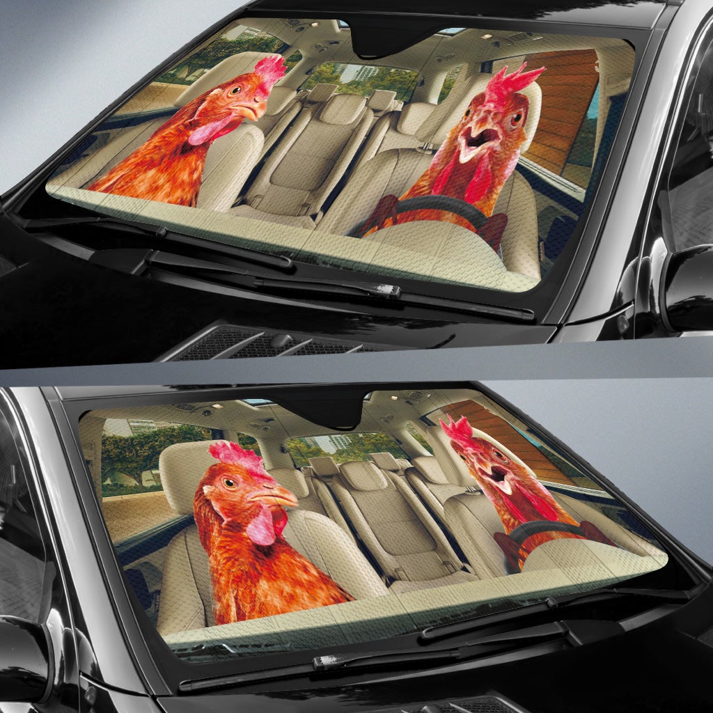 Driving Chickens Auto Sunshades for Car Windshield Protection - AnimeBape