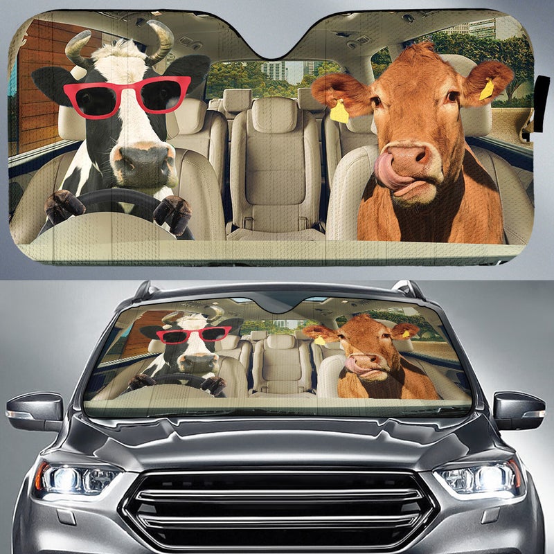 Right Hand Drive Cow Driving Auto Sunshades for Cars - AnimeBape
