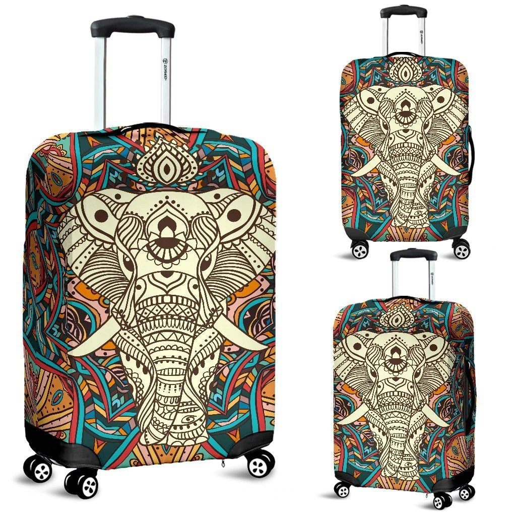 Colorful Elephant Indian Luggage Suitcase Cover Protector - AnimeBape