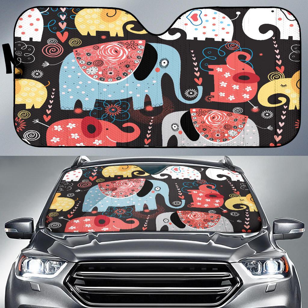 Elephant Print UV Protection Car Window Sun Shade Elephants - AnimeBape