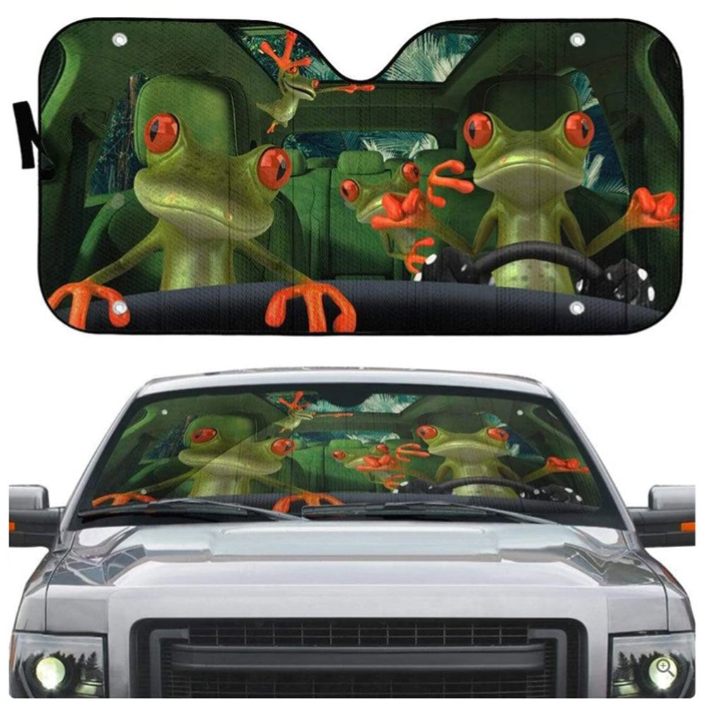 Custom Fancy Frogs Car Sun Shades Windshield Accessories Gift - AnimeBape