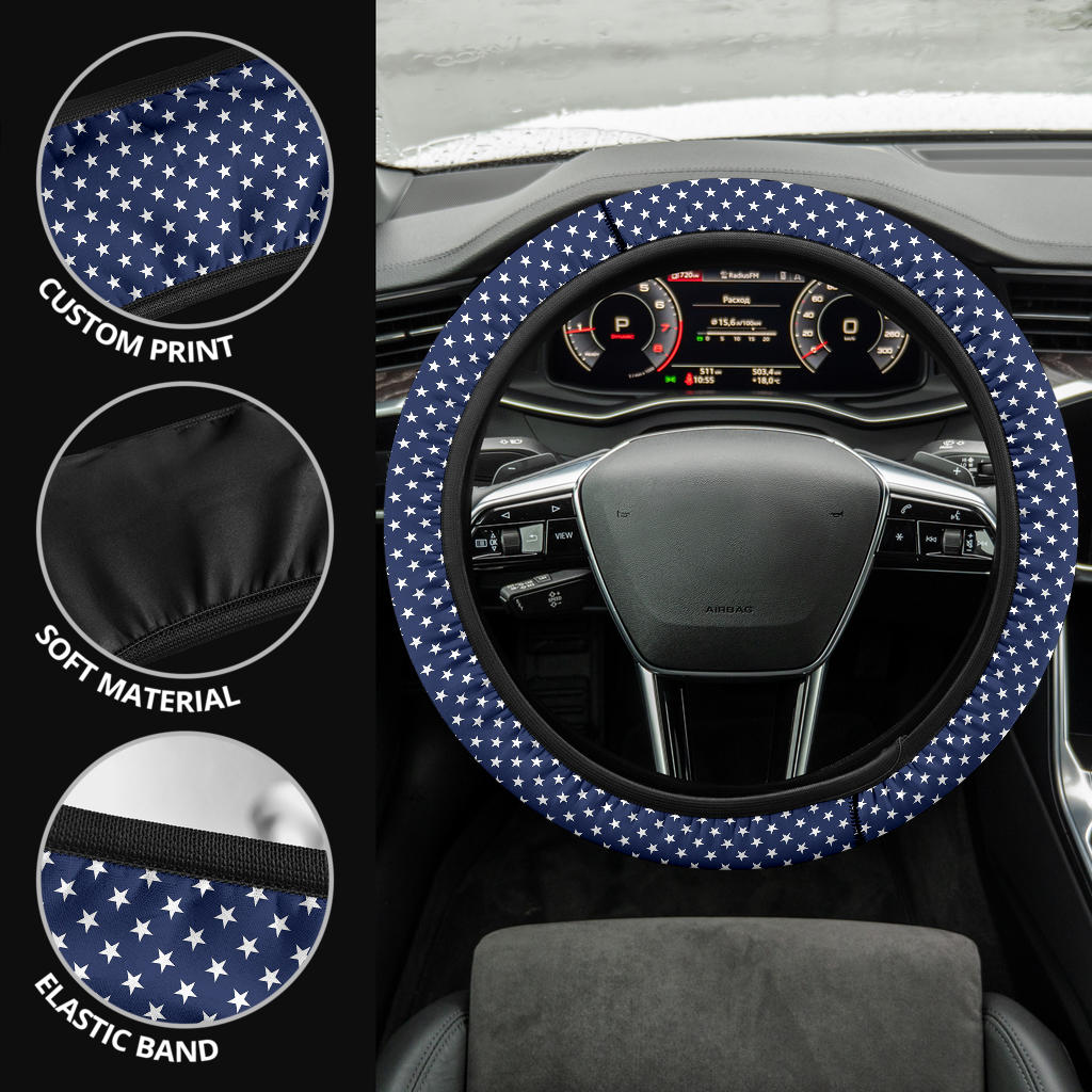 USA Flag Star Premium Steering Wheel Cover for Cars - AnimeBape