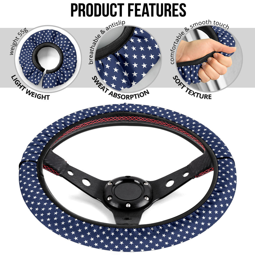 USA Flag Star Premium Steering Wheel Cover for Cars - AnimeBape