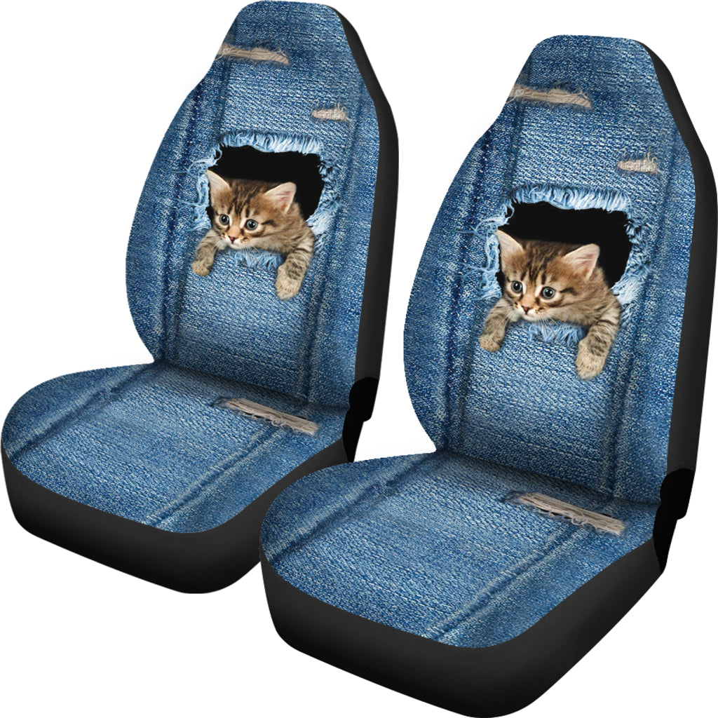 Funny Cat Design Car Seat Covers for Animal Lovers - AnimeBape
