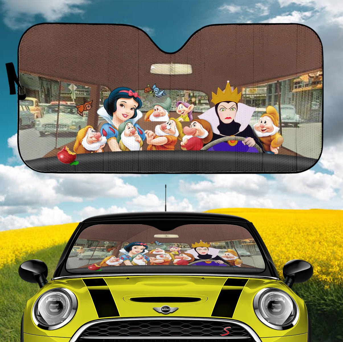 Funny Snow White Car Sunshades for Auto Windshield Protection - AnimeBape
