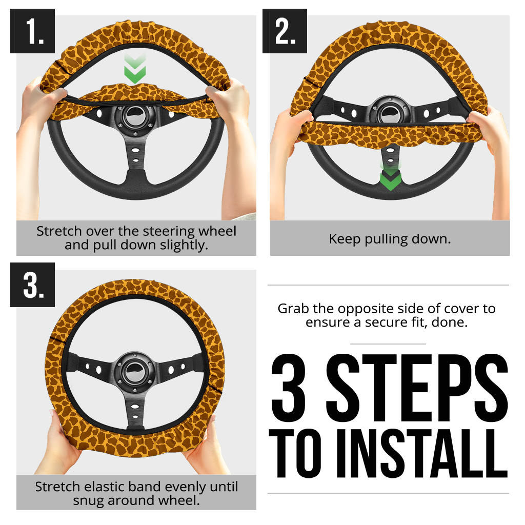 Premium Giraffe Skin Steering Wheel Cover for Cars - AnimeBape