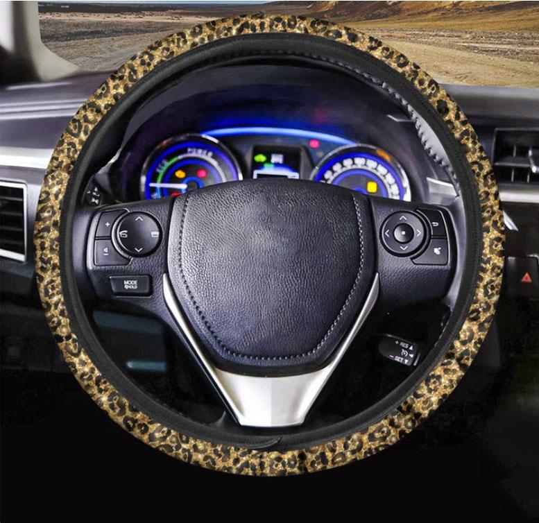 Gold Glitter Leopard Print Steering Wheel Cover 7212 - AnimeBape