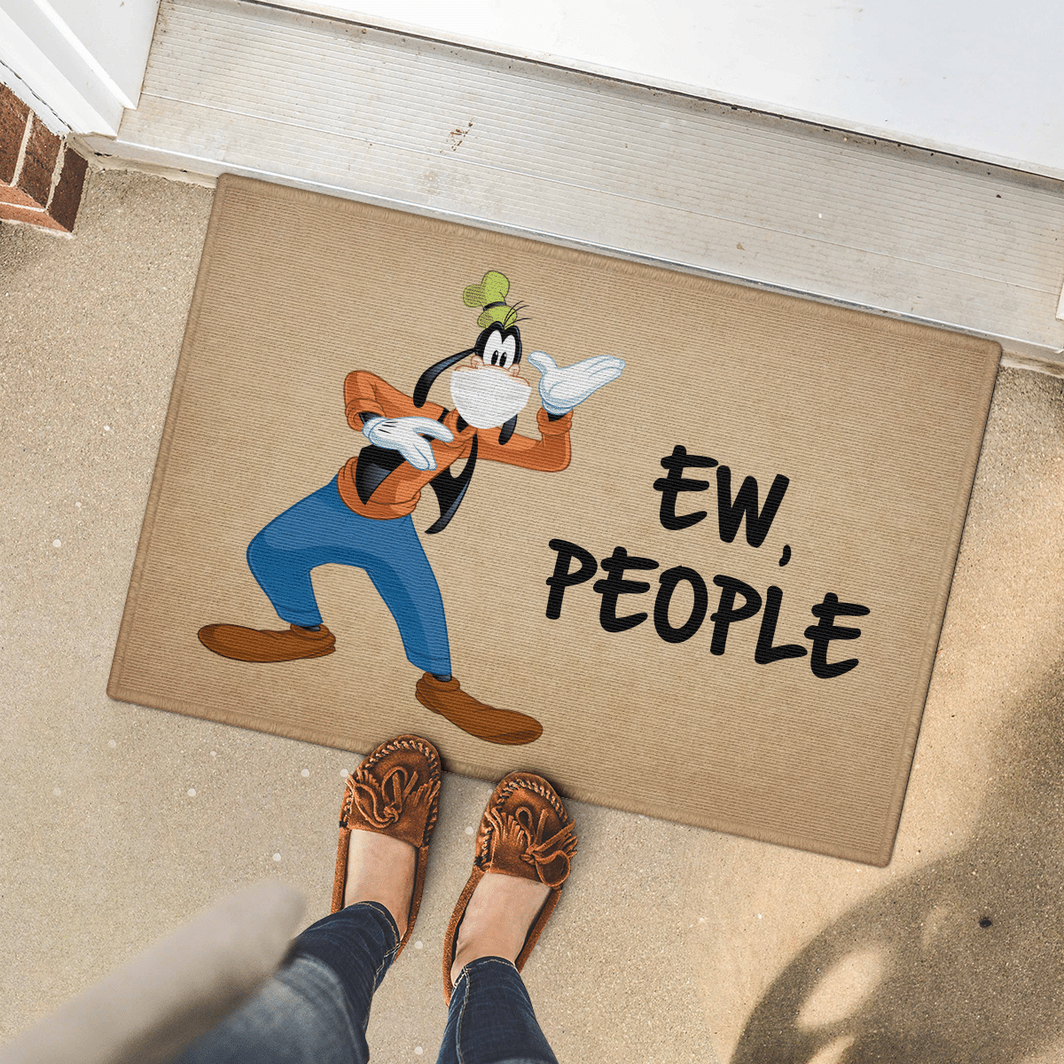 Goofy Doormat for Home Decor - Ew People Welcome Mat - AnimeBape