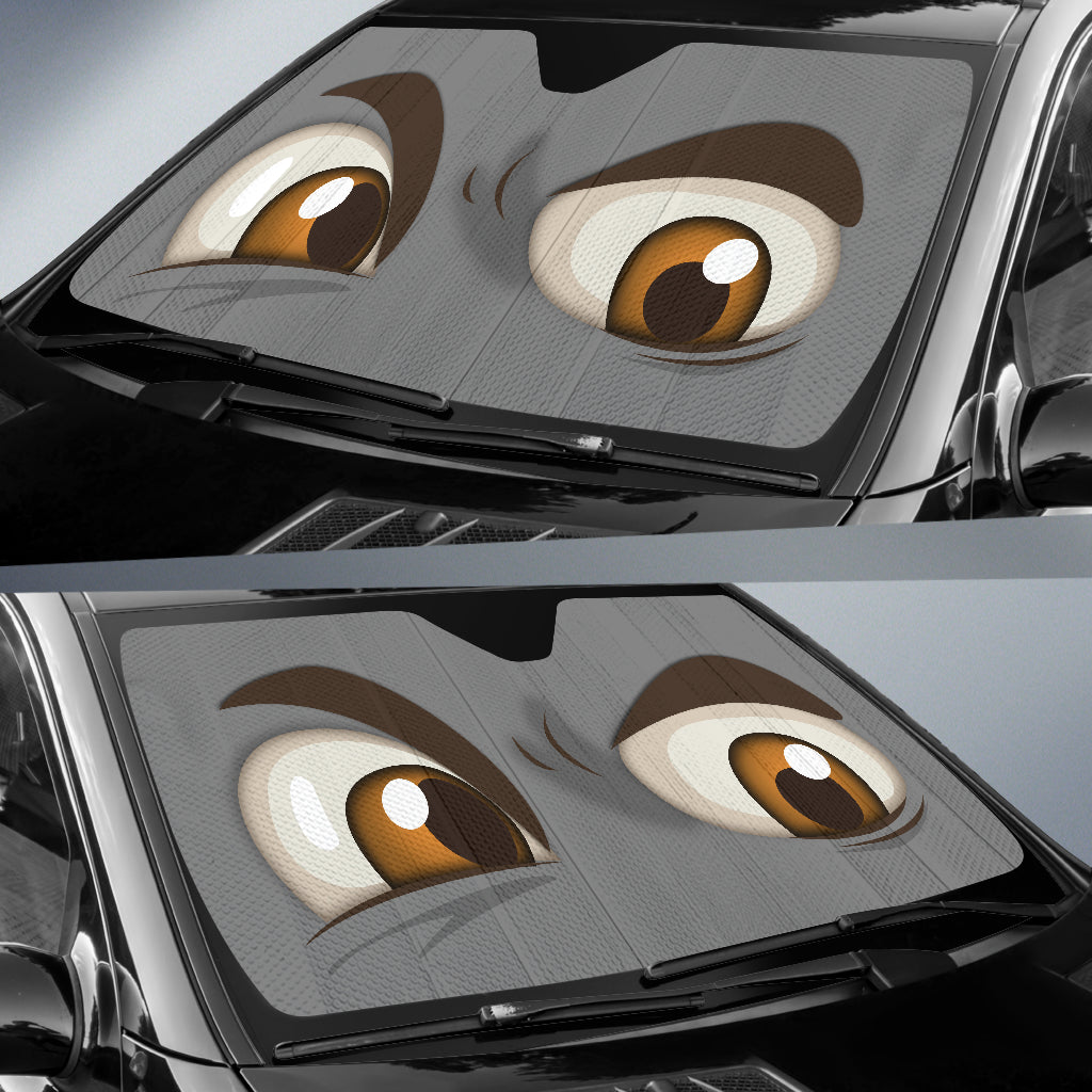 Gray Cartoon Eyes Windshield Sun Shades Car Accessories Decor Gift ...