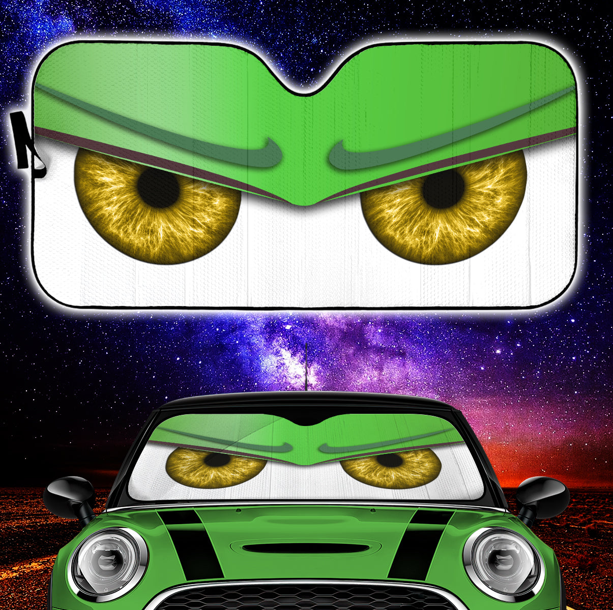 Green Cartoon Angry Eyes Sun Shades for Cars Windshield Accessories ...