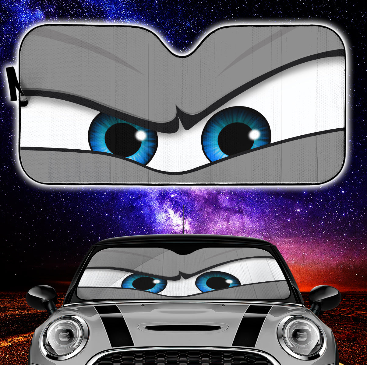 Grey Angry Eyes Car Sun Shades for Auto Window Protection - AnimeBape