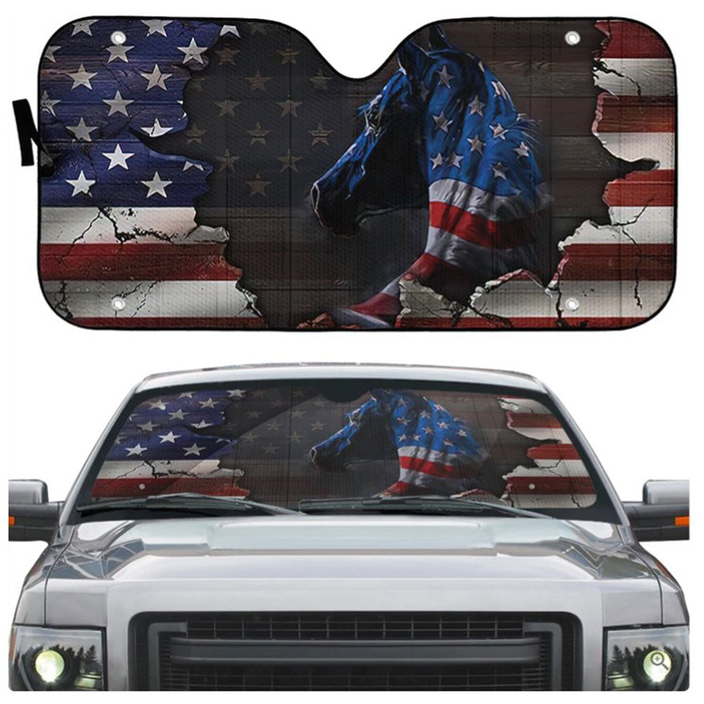 Custom American Flag Horse Windshield Sun Shades Auto Accessories ...