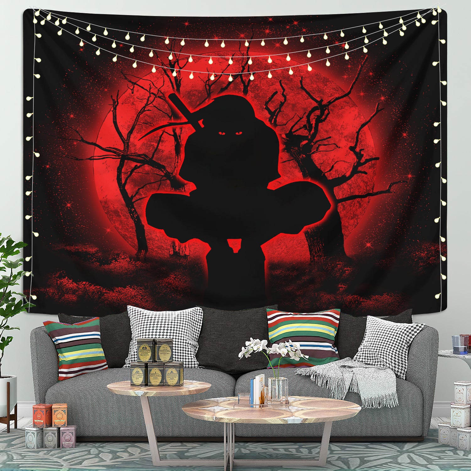 Itachi Anbu Tapestry Room Decor - Moonlight Theme Wall Hanging - AnimeBape