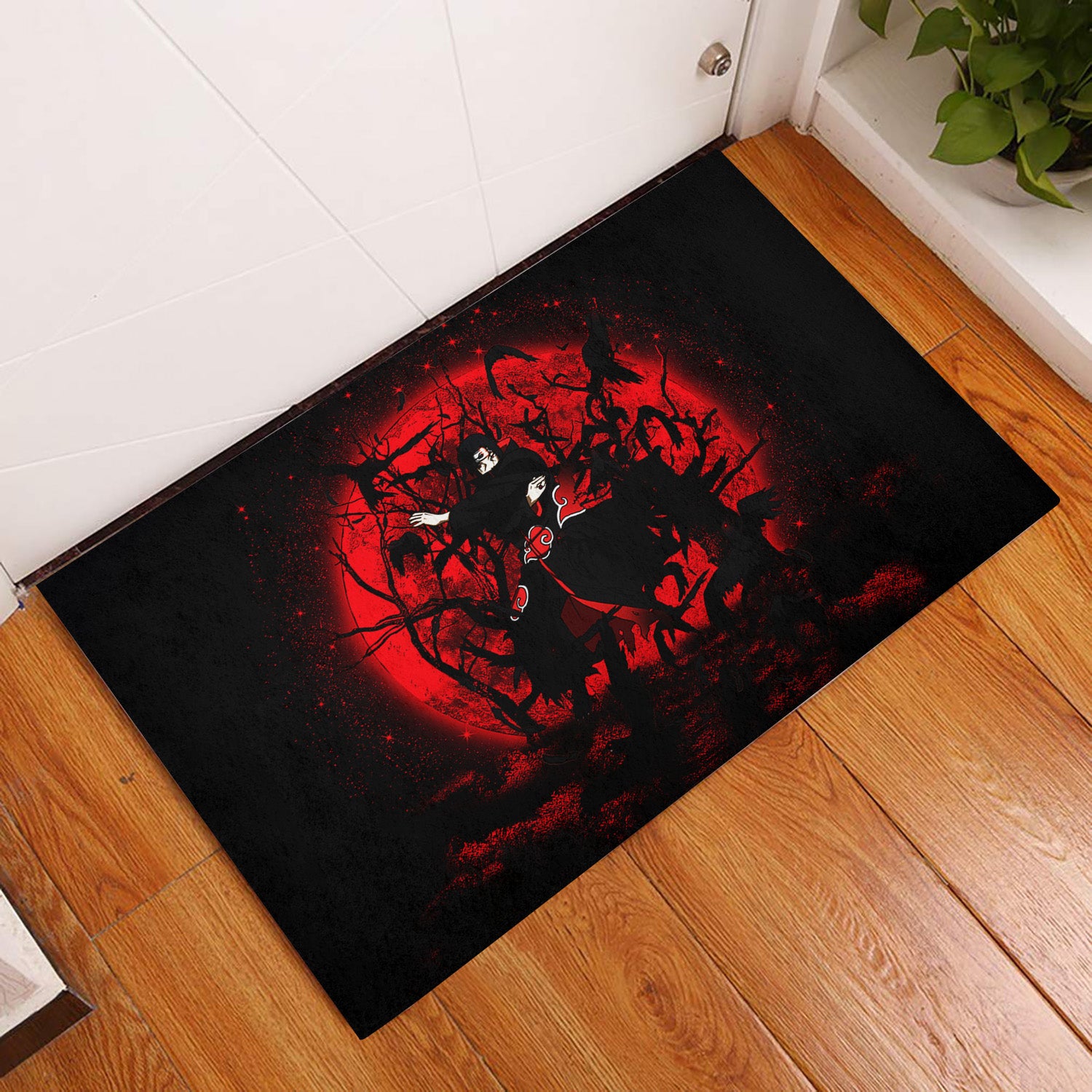 Itachi Red Moonlight Doormat for Unique Home Decor - AnimeBape