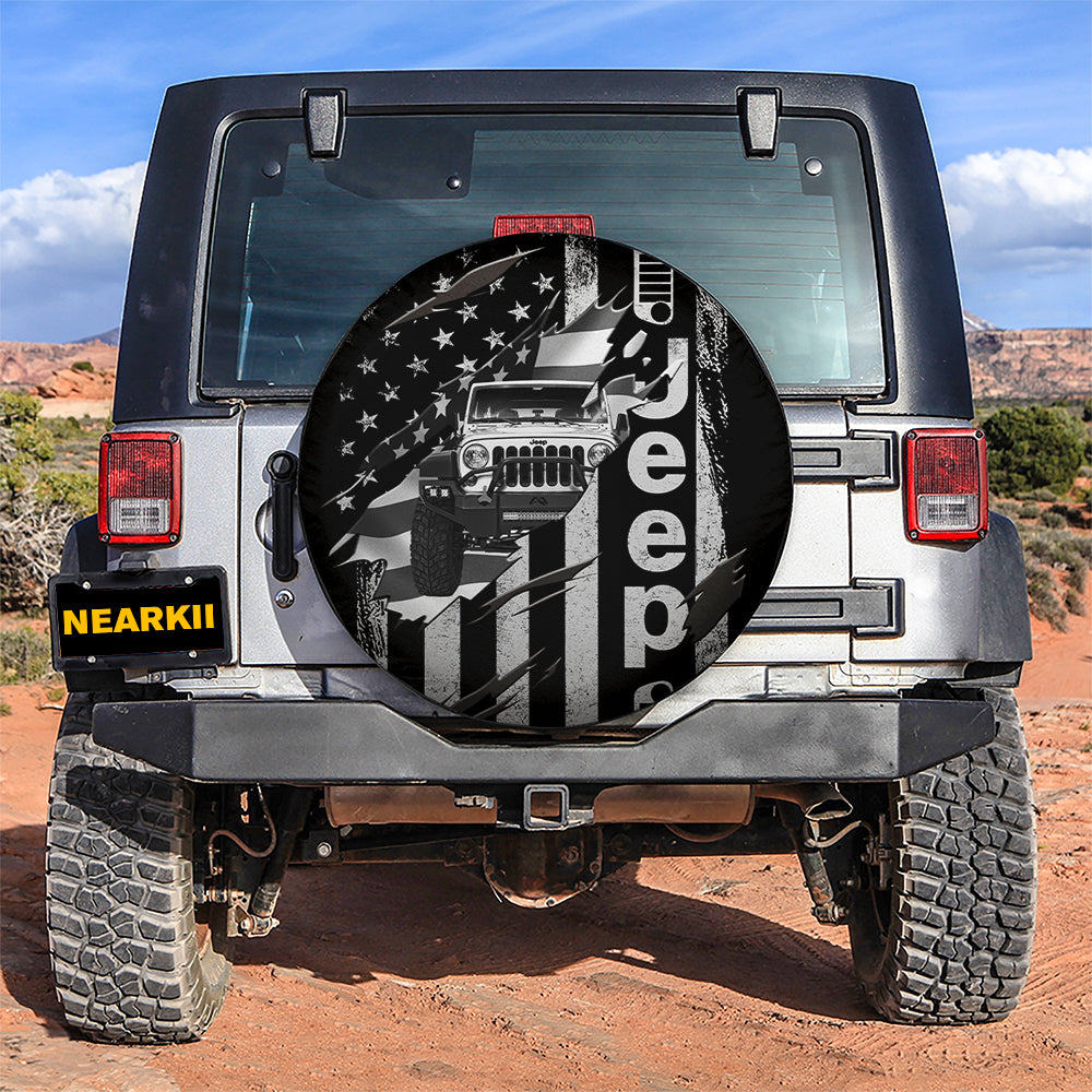 Jeep US Flag Spare Tire Covers for Campers and Outdoor Enthusiasts ...