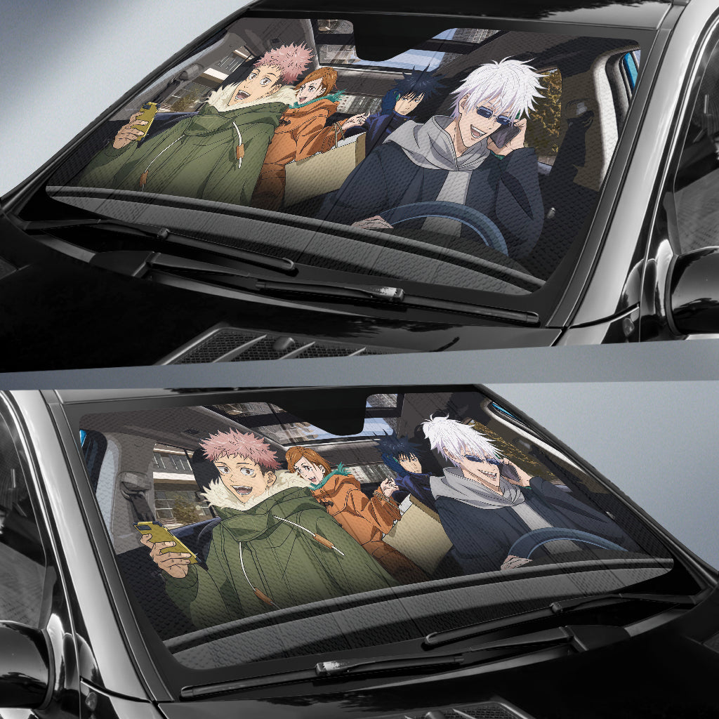 Jujutsu Kaisen Gojo Yuji Megumi Nobara Auto Sunshades for Cars - AnimeBape
