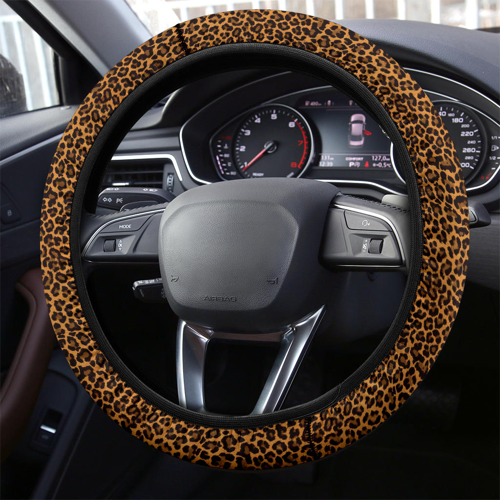 Leopard Print Car Steering Wheel Cover for Premium Vehicles - AnimeBape