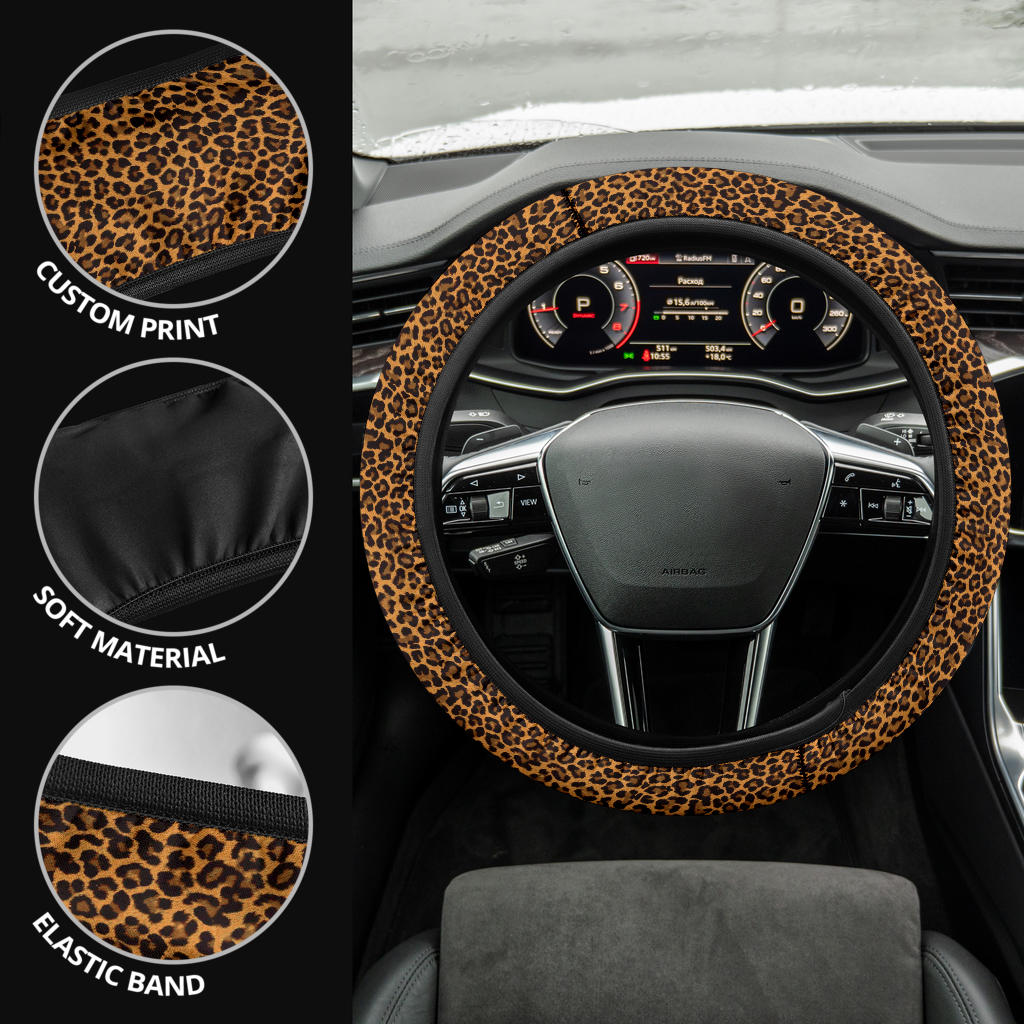 Leopard Print Car Steering Wheel Cover for Premium Vehicles - AnimeBape