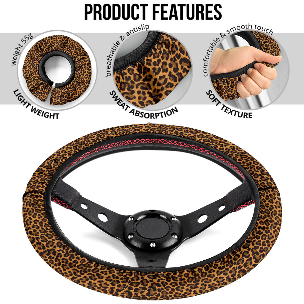 Leopard Print Car Steering Wheel Cover for Premium Vehicles - AnimeBape