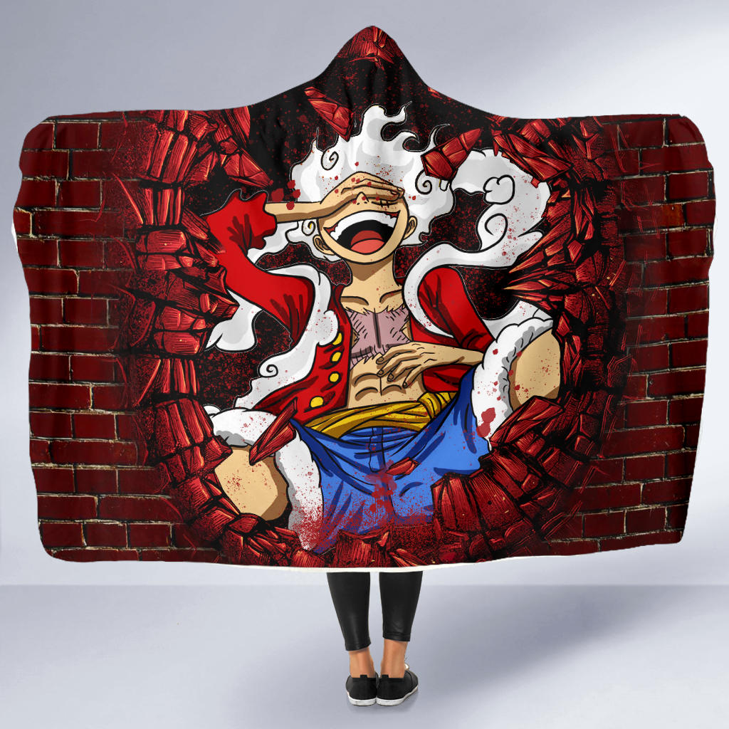Luffy Gear 5 Break Wall Style Hooded Blanket for Adults and Teens ...