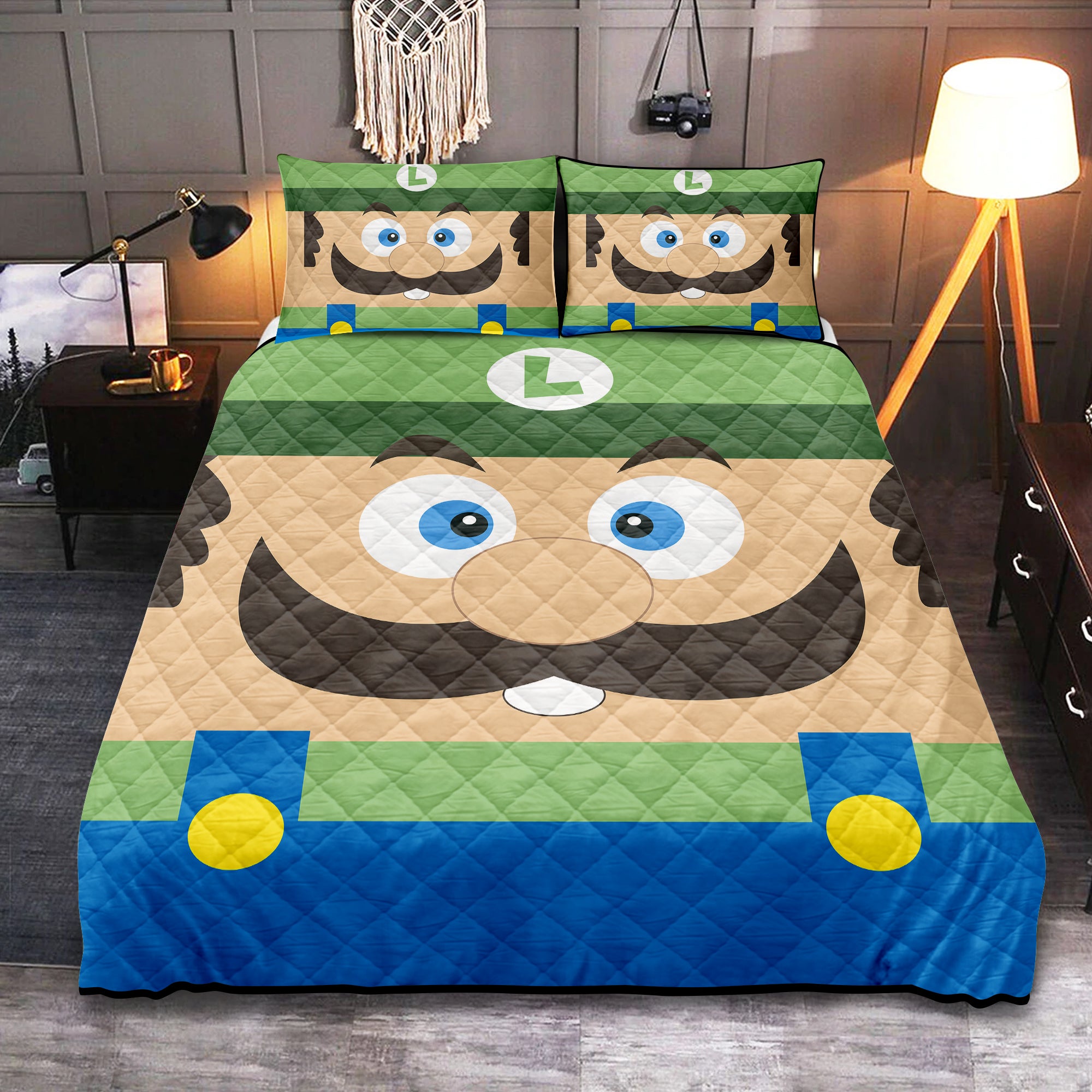 Mario Luigi Kids Bedding Set - Quilt Bed Sets for Children - AnimeBape