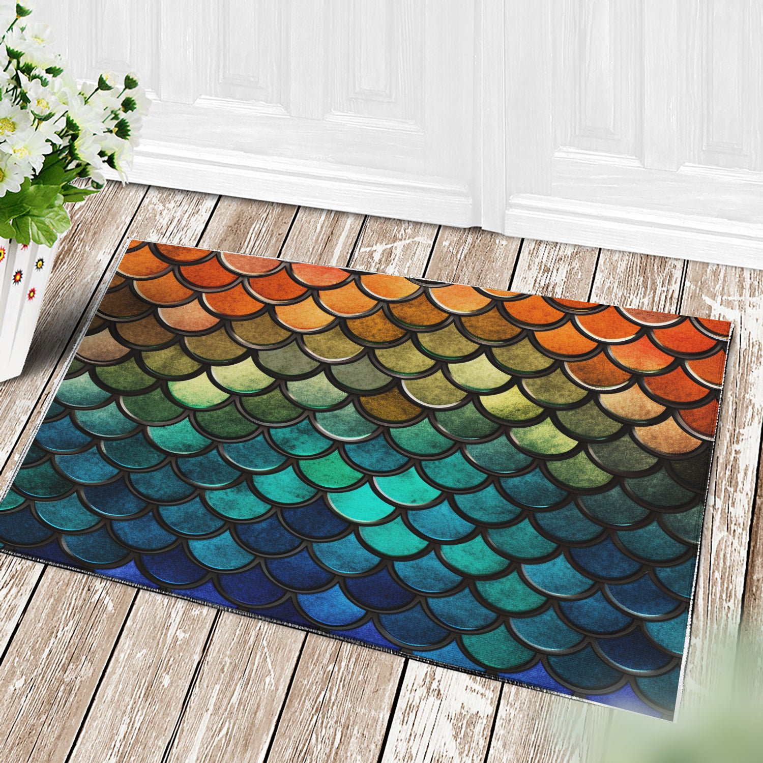 Colorful Mermaid Doormat for Home Decor and Entryway Charm - AnimeBape