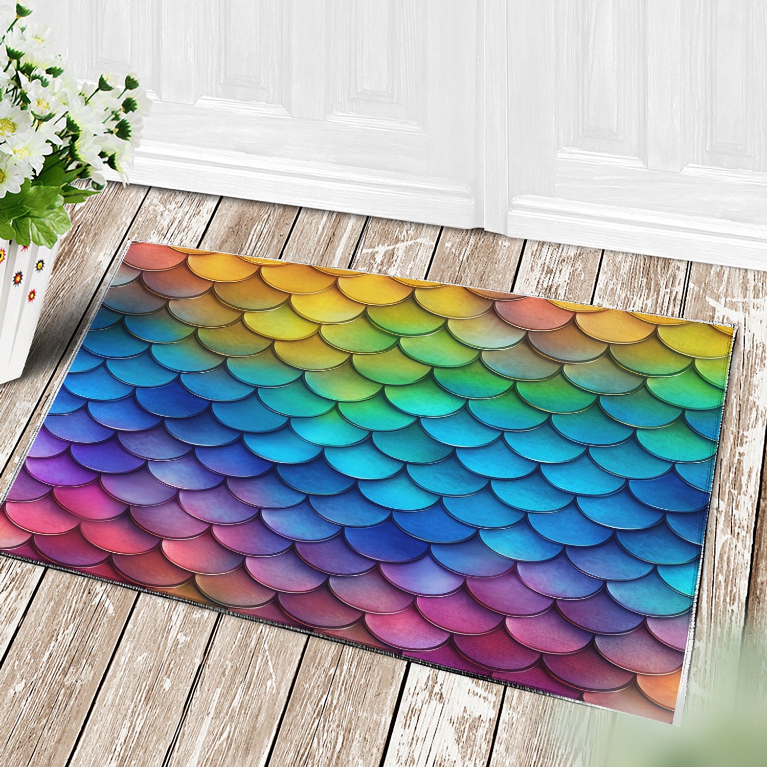 Mermaid Scale Doormat for Home Decor - Unique Entryway Rug - AnimeBape
