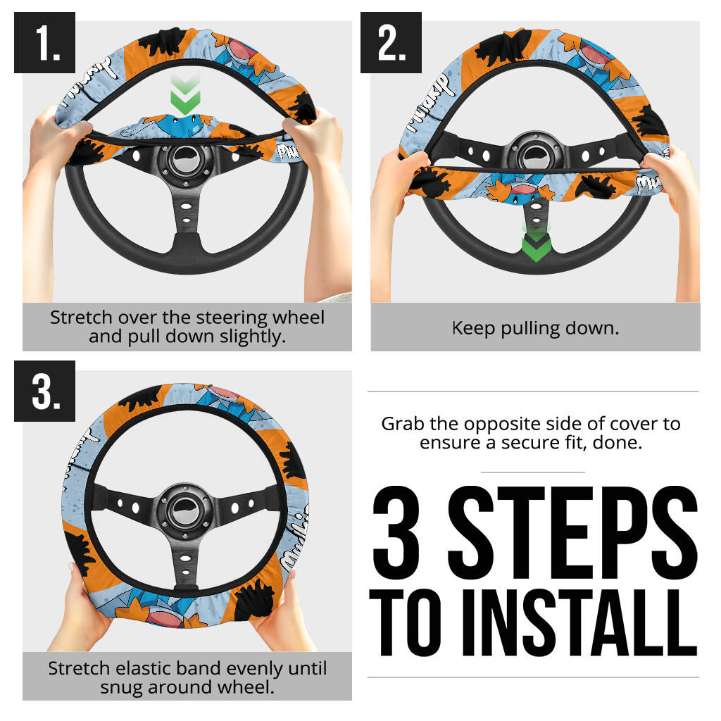 Mudkip Pokemon Car Steering Wheel Cover for Vehicles - AnimeBape