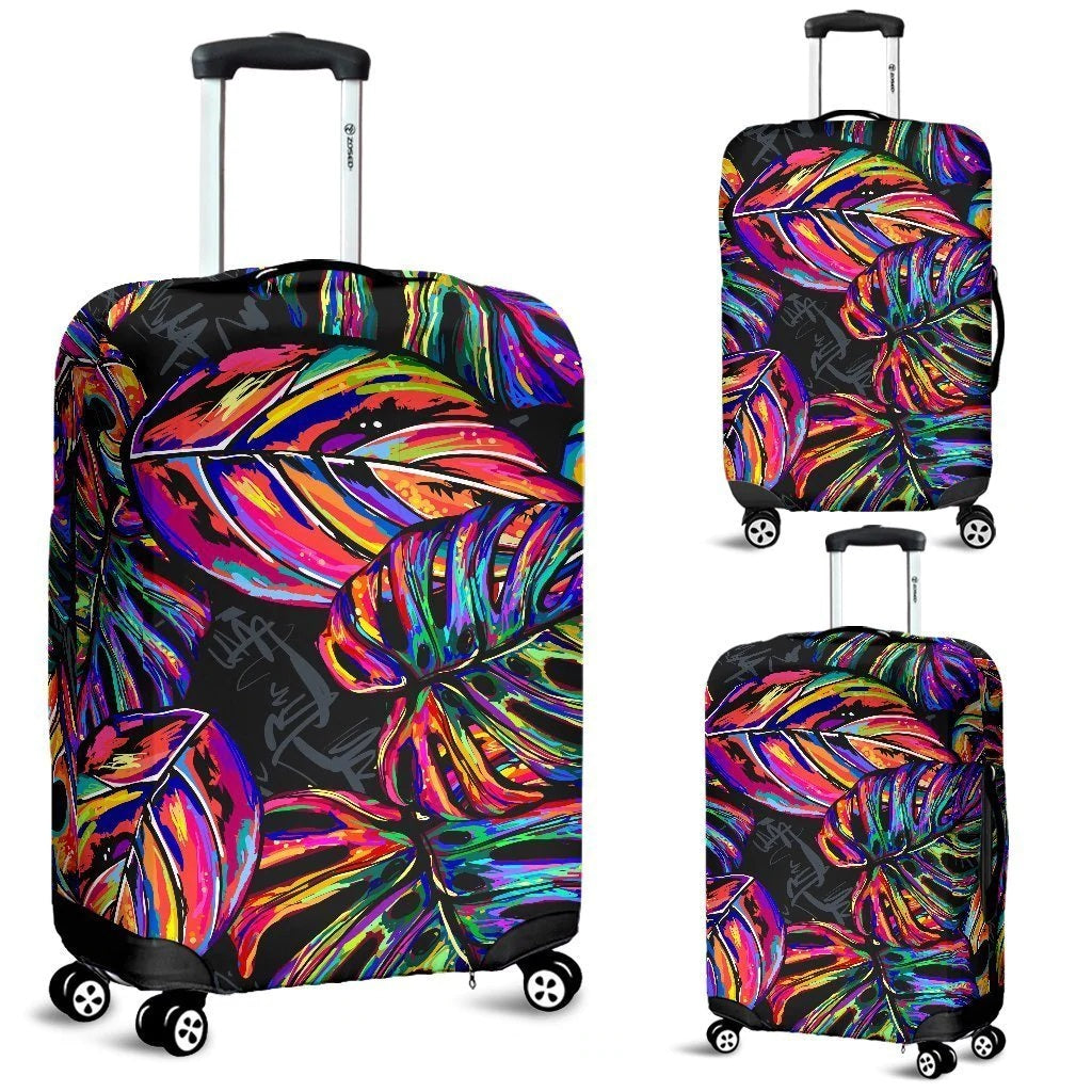 Tropical Palm Neon Color Luggage Cover Suitcase Protector - AnimeBape