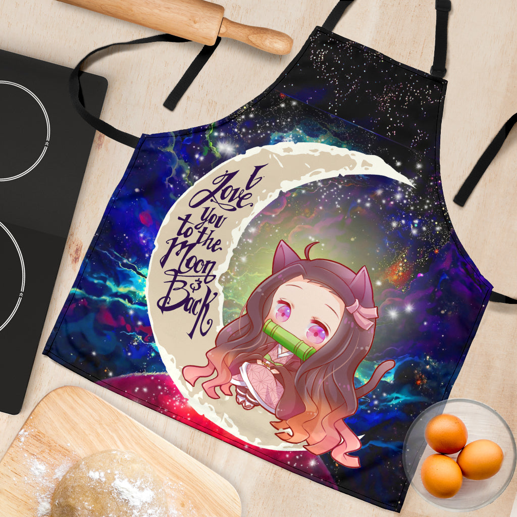 Demon Slayer Nezuko Love You To The Moon Galaxy Custom Apron - AnimeBape