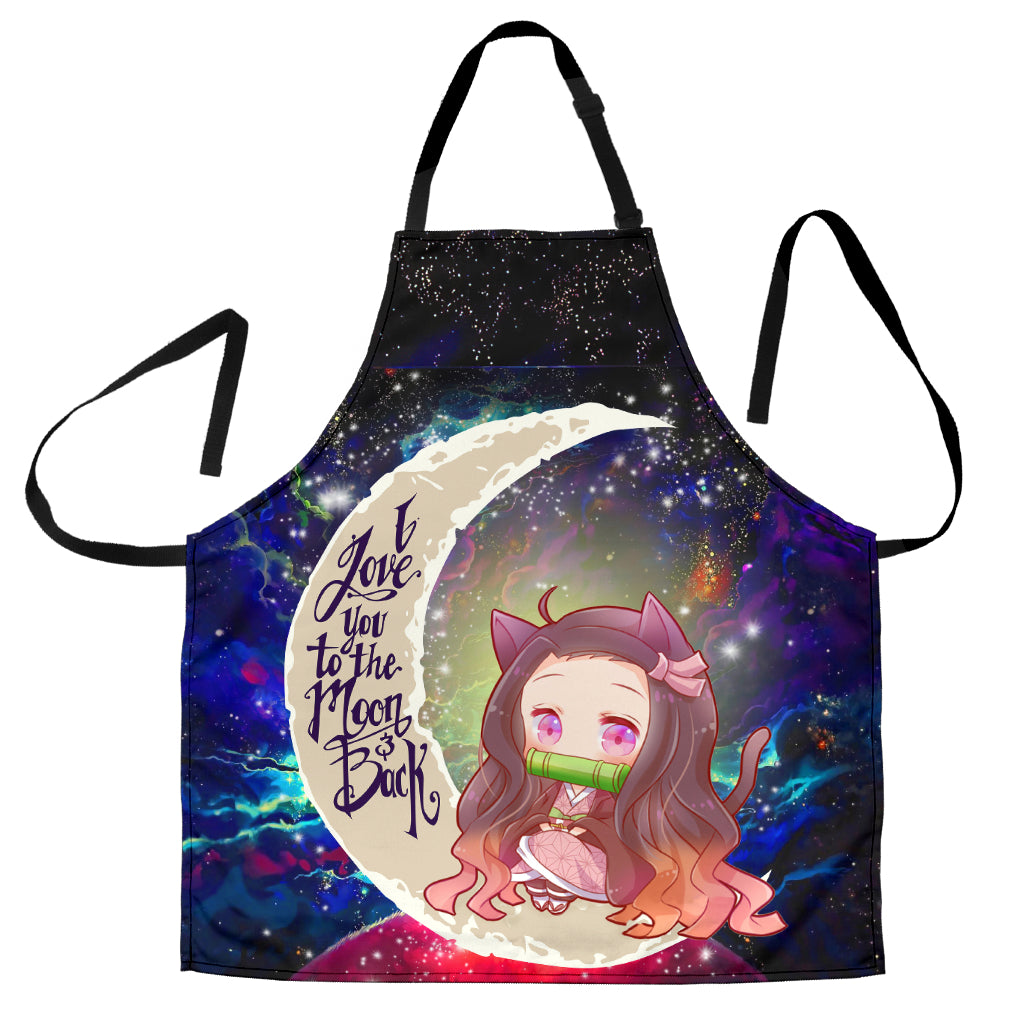 Demon Slayer Nezuko Love You To The Moon Galaxy Custom Apron - AnimeBape