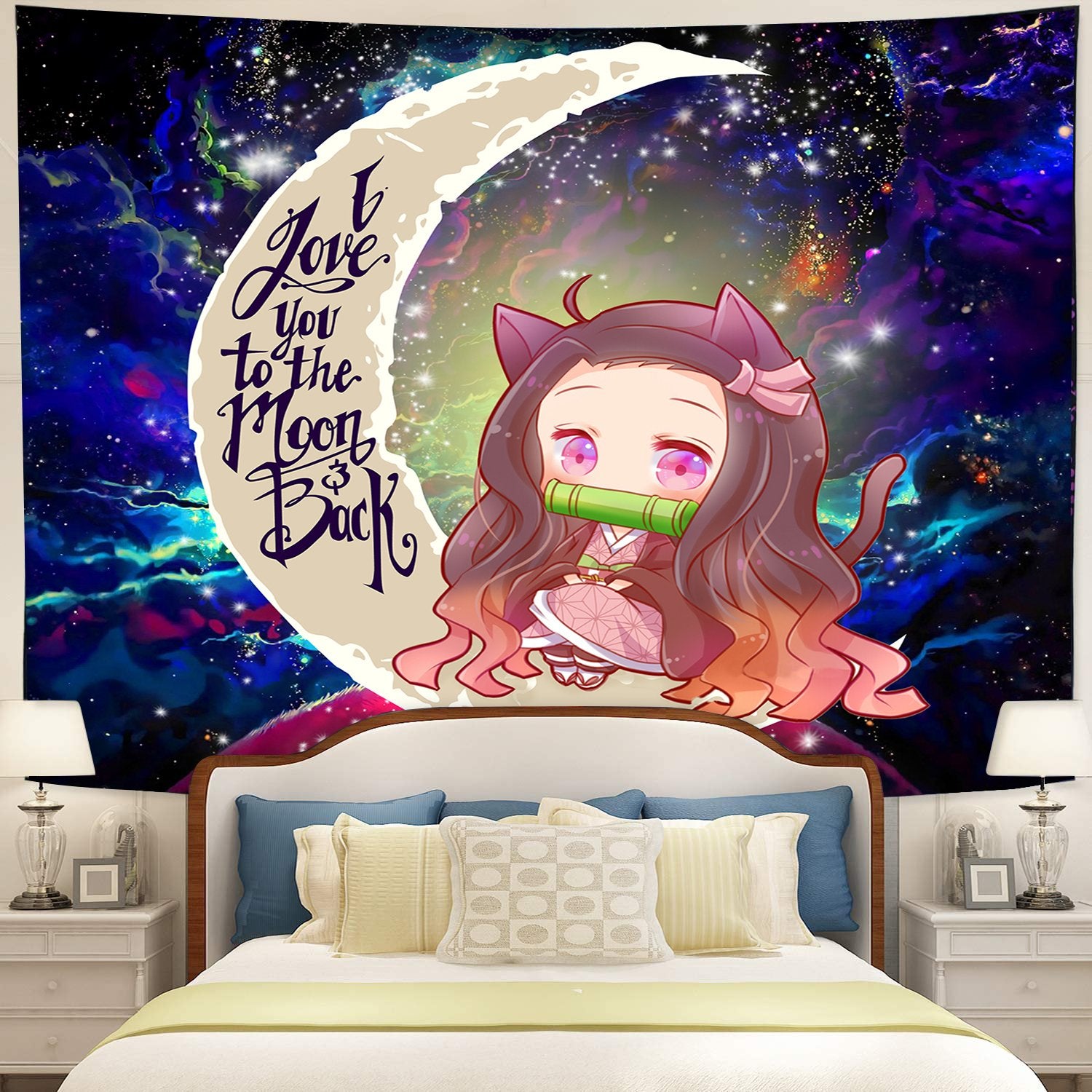 Nezuko Demon Slayer Galaxy Tapestry Wall Art Room Decor - AnimeBape