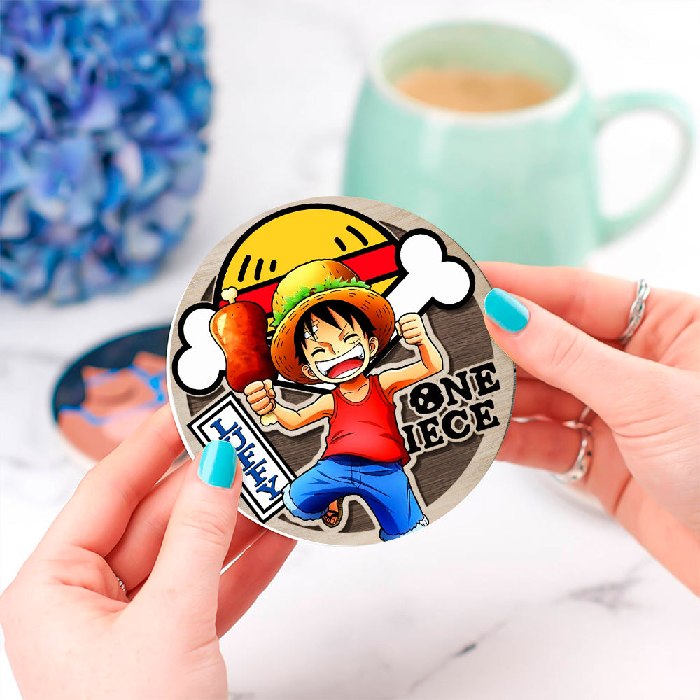 Monkey D Luffy One Piece Drink Coasters - AnimeBape