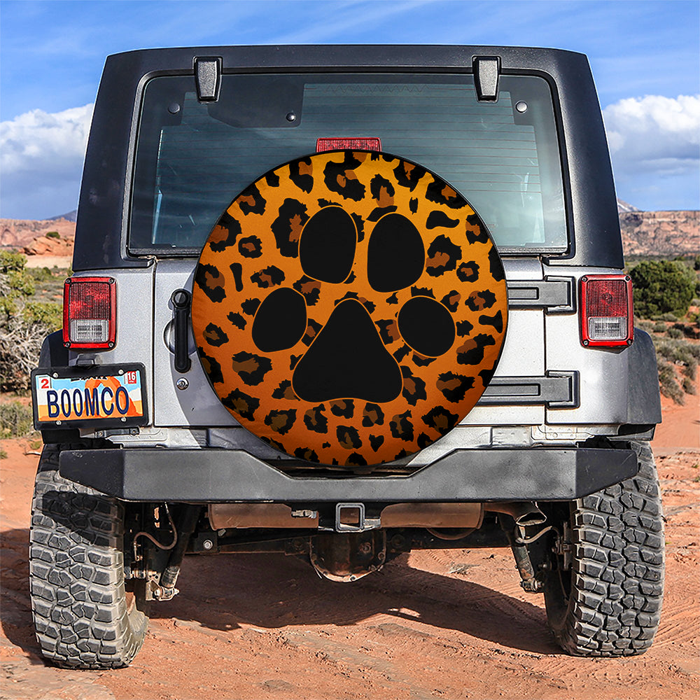 Orange Paw Print Cheetah Leopard Pattern Jeep Tire Covers for Campers ...
