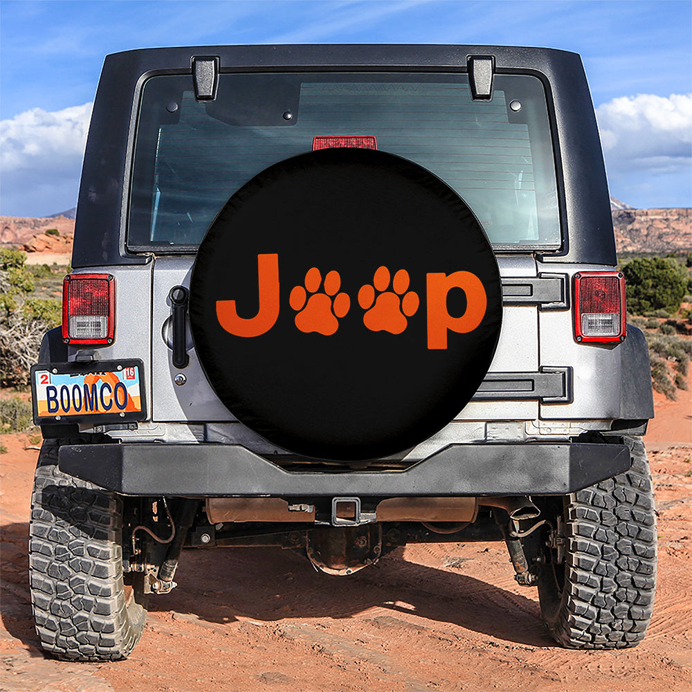 Orange Jeep Dog Paws Spare Tire Covers Gift for Campers - AnimeBape
