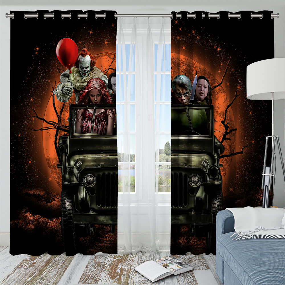Pennywise Halloween Moonlight Curtain with Friends for Spooky Decor ...