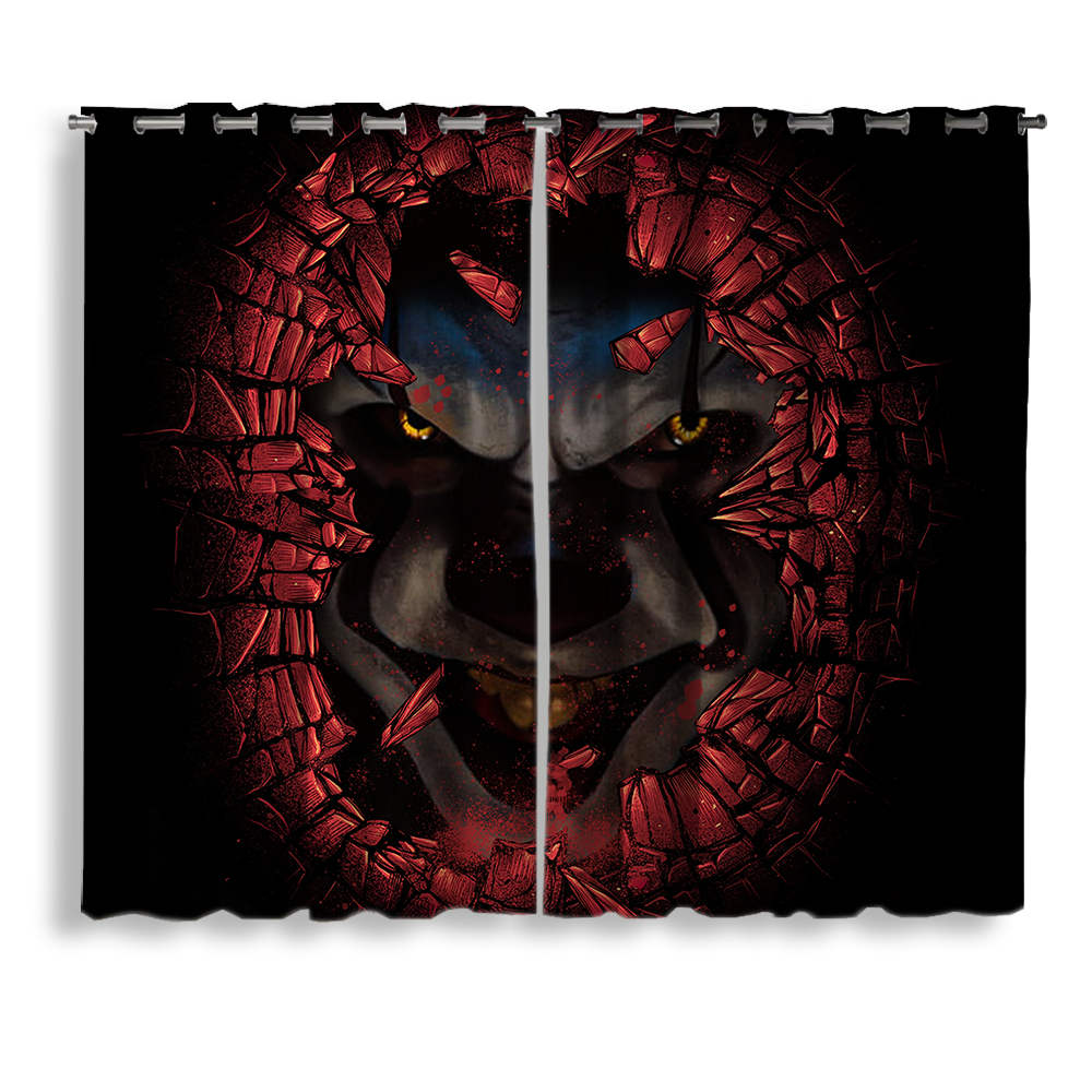 Pennywise It Horror Movie Wall Break Window Curtain - AnimeBape