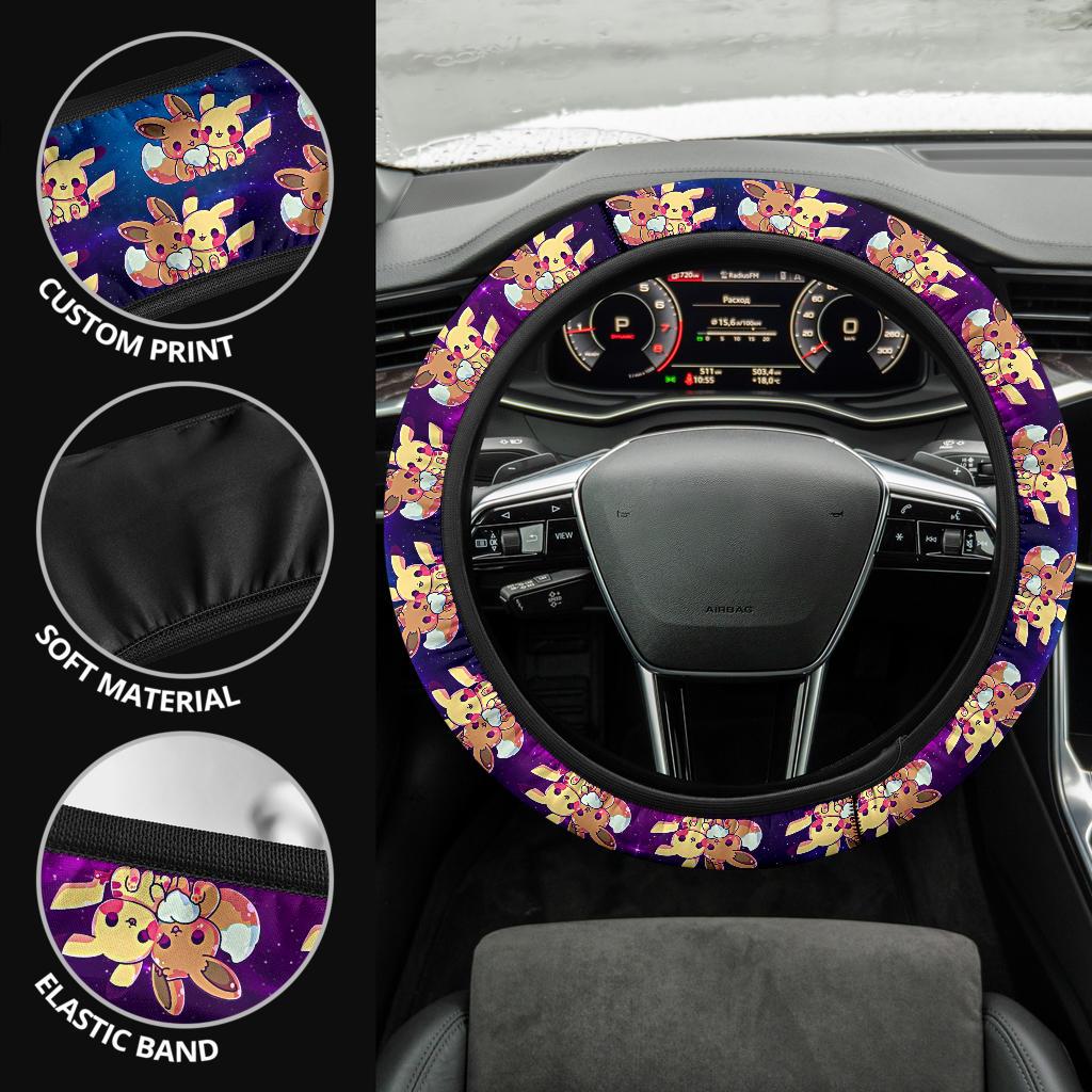 Pikachu Eevee Pokemon Steering Wheel Cover for Car Interior Decor ...