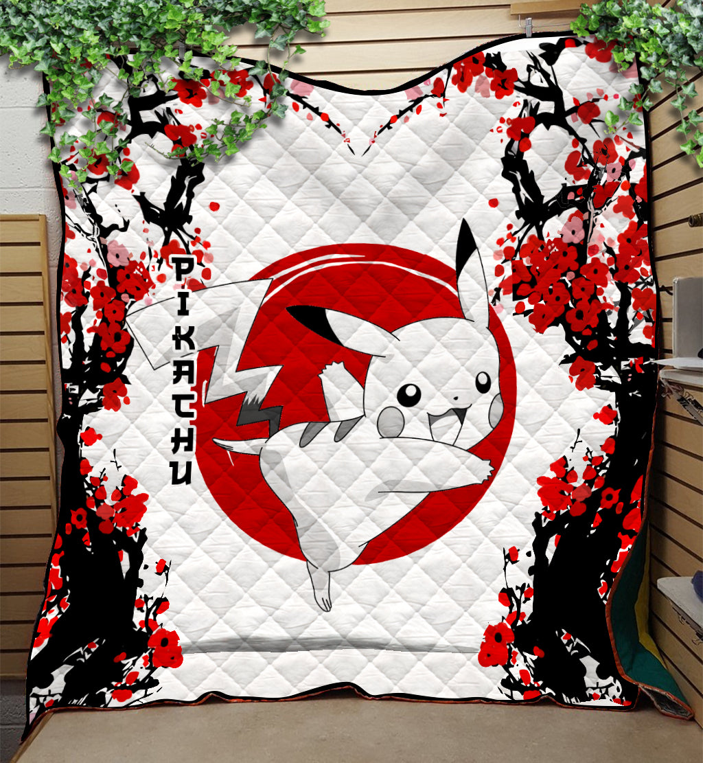 Pikachu Quilt Blanket - Japanese Style Pokemon Bedding - AnimeBape