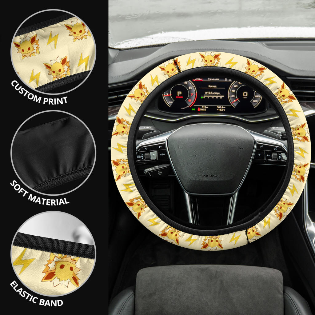 Jolteon Evolution Pokemon Steering Wheel Cover for Cars - AnimeBape