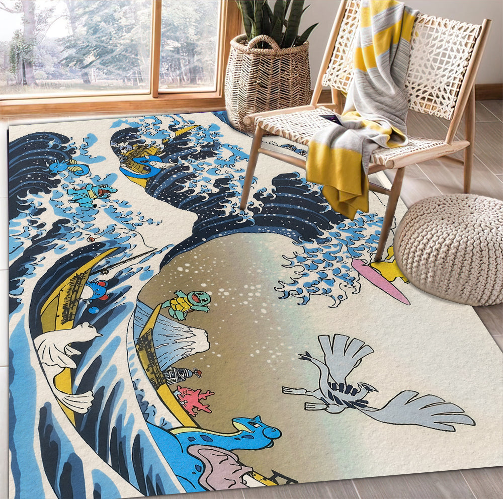 Pokemon Great Wave Japan Rectangle Rug Carpet for Home Room Decor 7647 ...