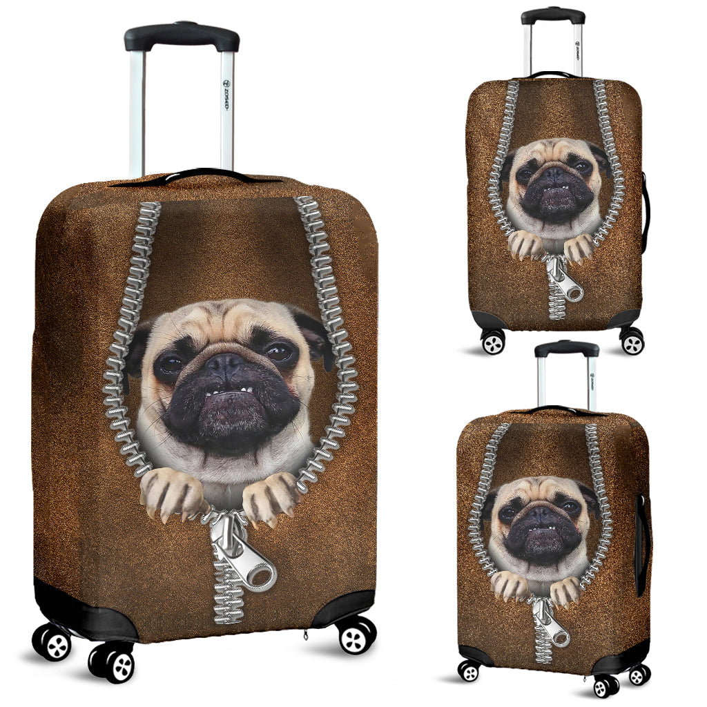 Cute Pug Zipper Suitcase Protector Luggage Cover for Travel - AnimeBape