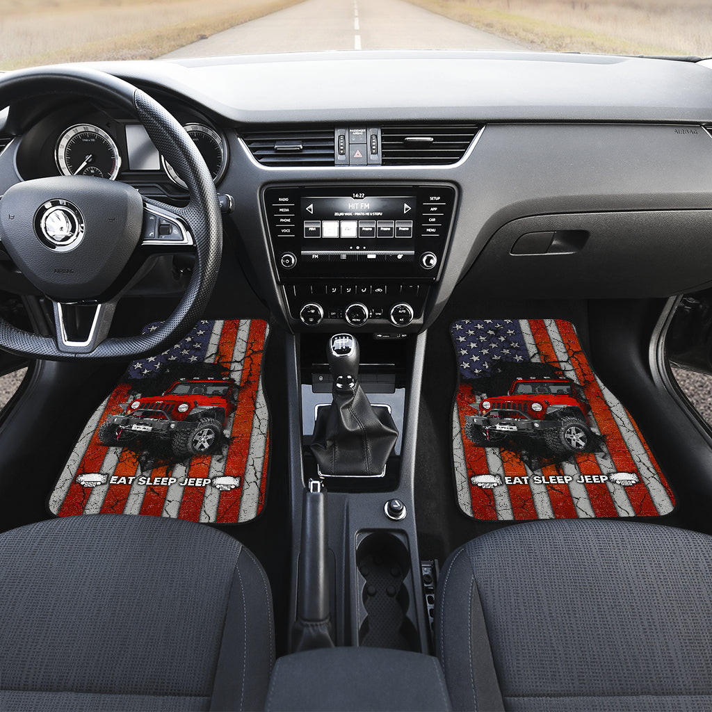 Red Jeep Floor Mats with American Flag Design Car Accessories - AnimeBape