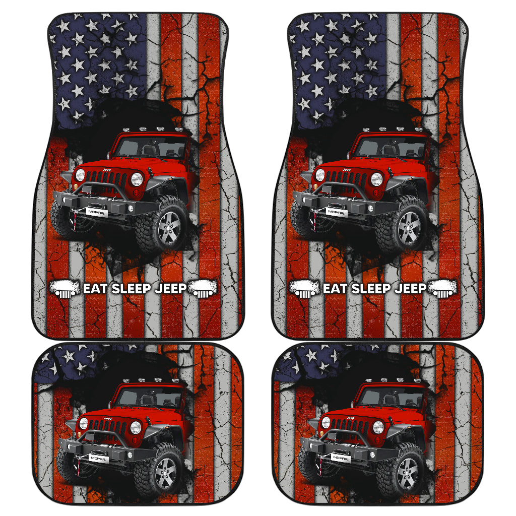 Red Jeep Floor Mats with American Flag Design Car Accessories AnimeBape