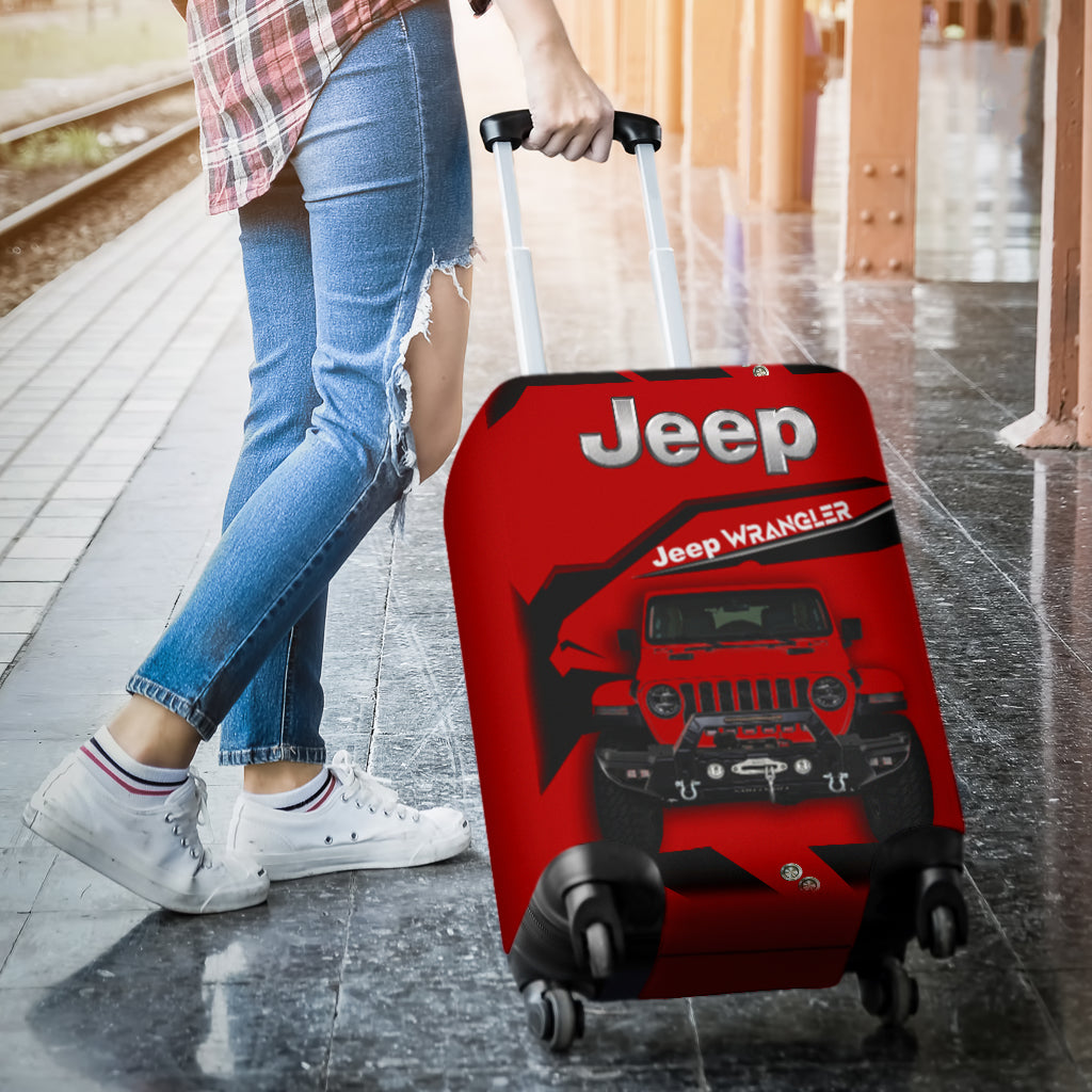 Red Jeep Suitcase Protector Luggage Cover for Travel - AnimeBape