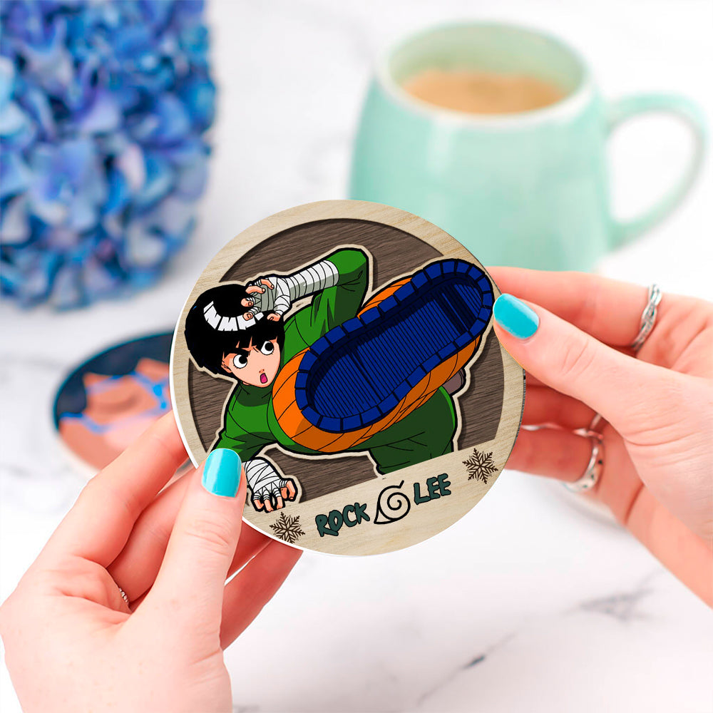 Rock Lee Coasters for Drinks | Drink Coasters - AnimeBape