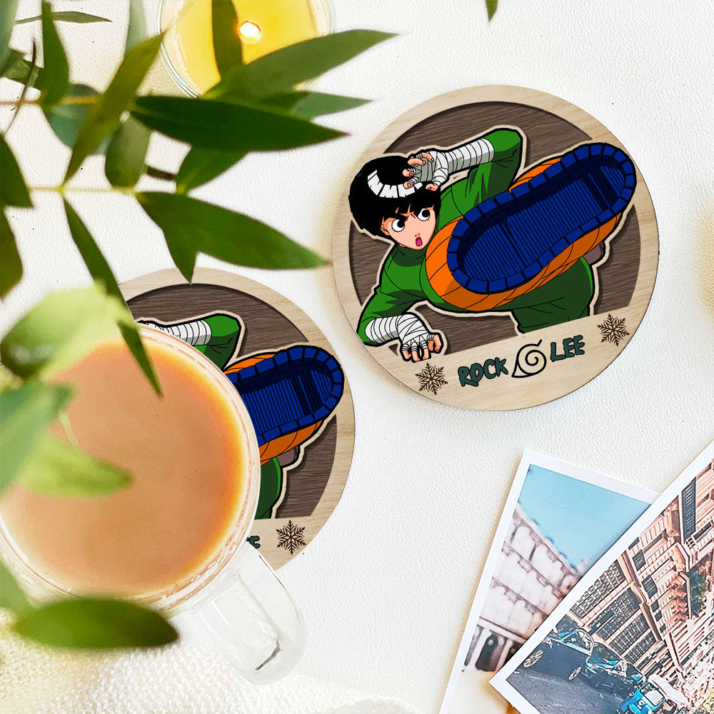 Rock Lee Coasters for Drinks | Drink Coasters - AnimeBape