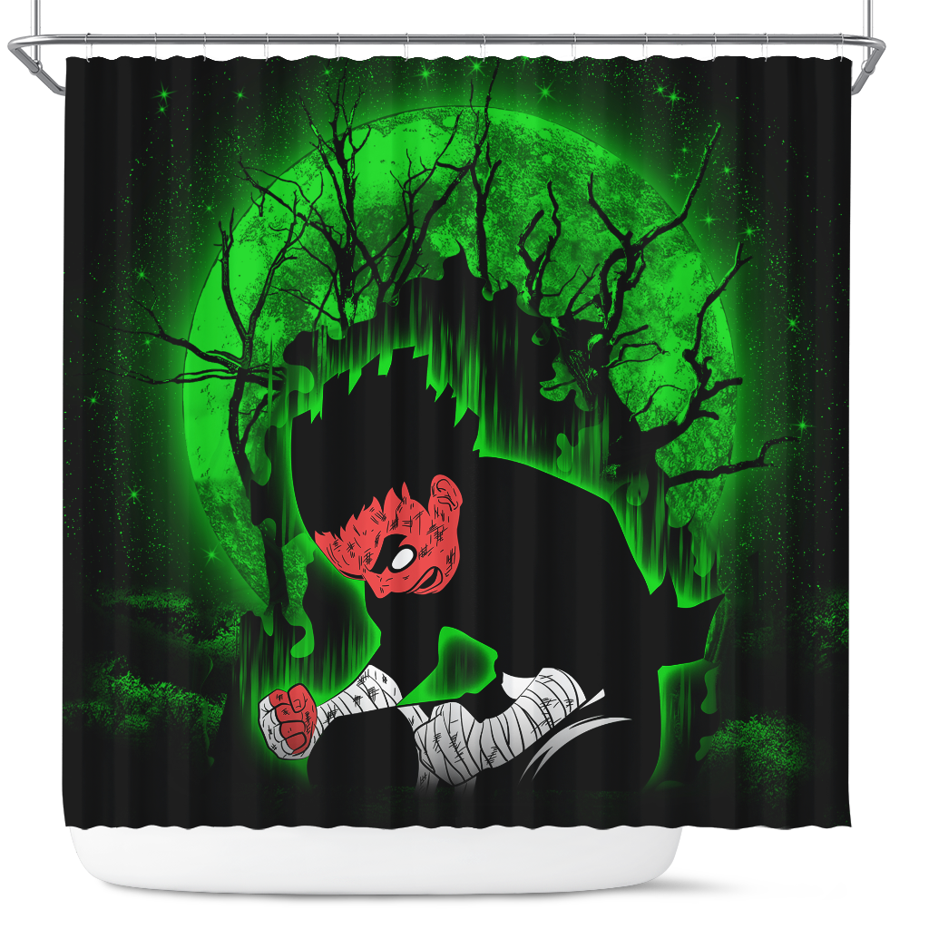 Rock Lee Moonlight Power Up Shower Curtain Rock Lee AnimeBape