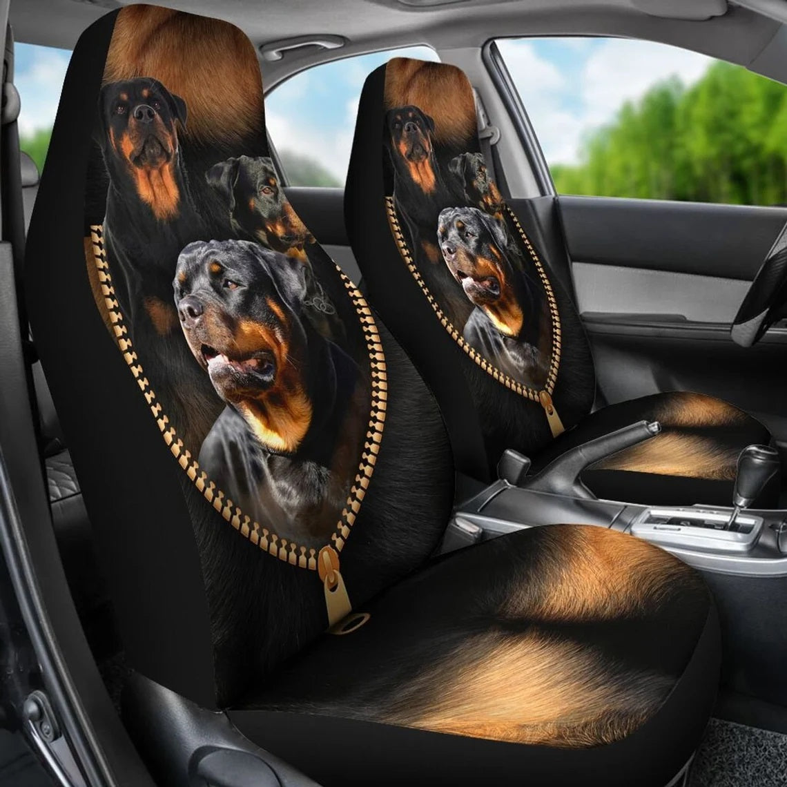 Custom Rottweiler Zipper Car Seat Covers for Dogs Rottweiler - AnimeBape